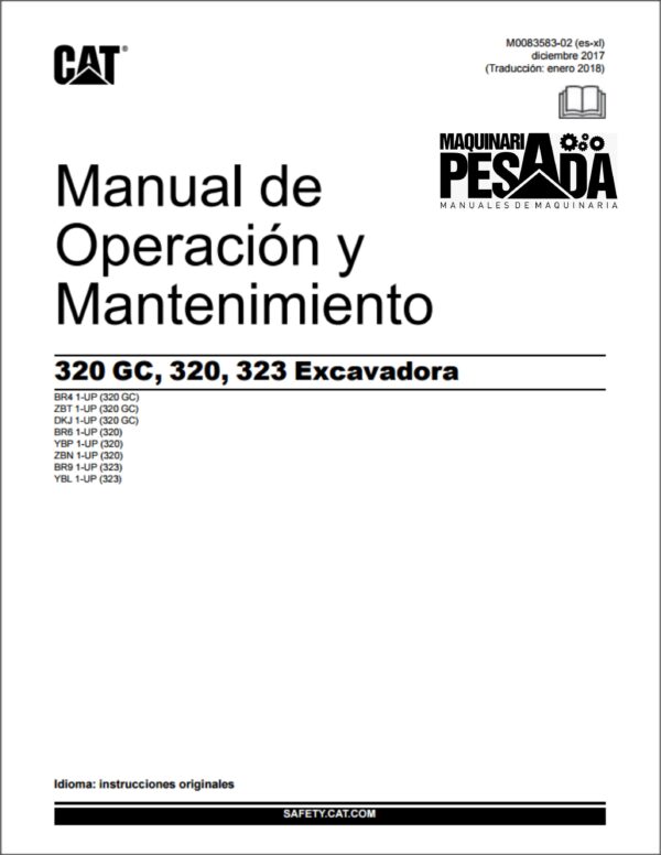 Manual de Operación y Mantenimiento EXCAVADORA 320 GC, 320, 323 ...